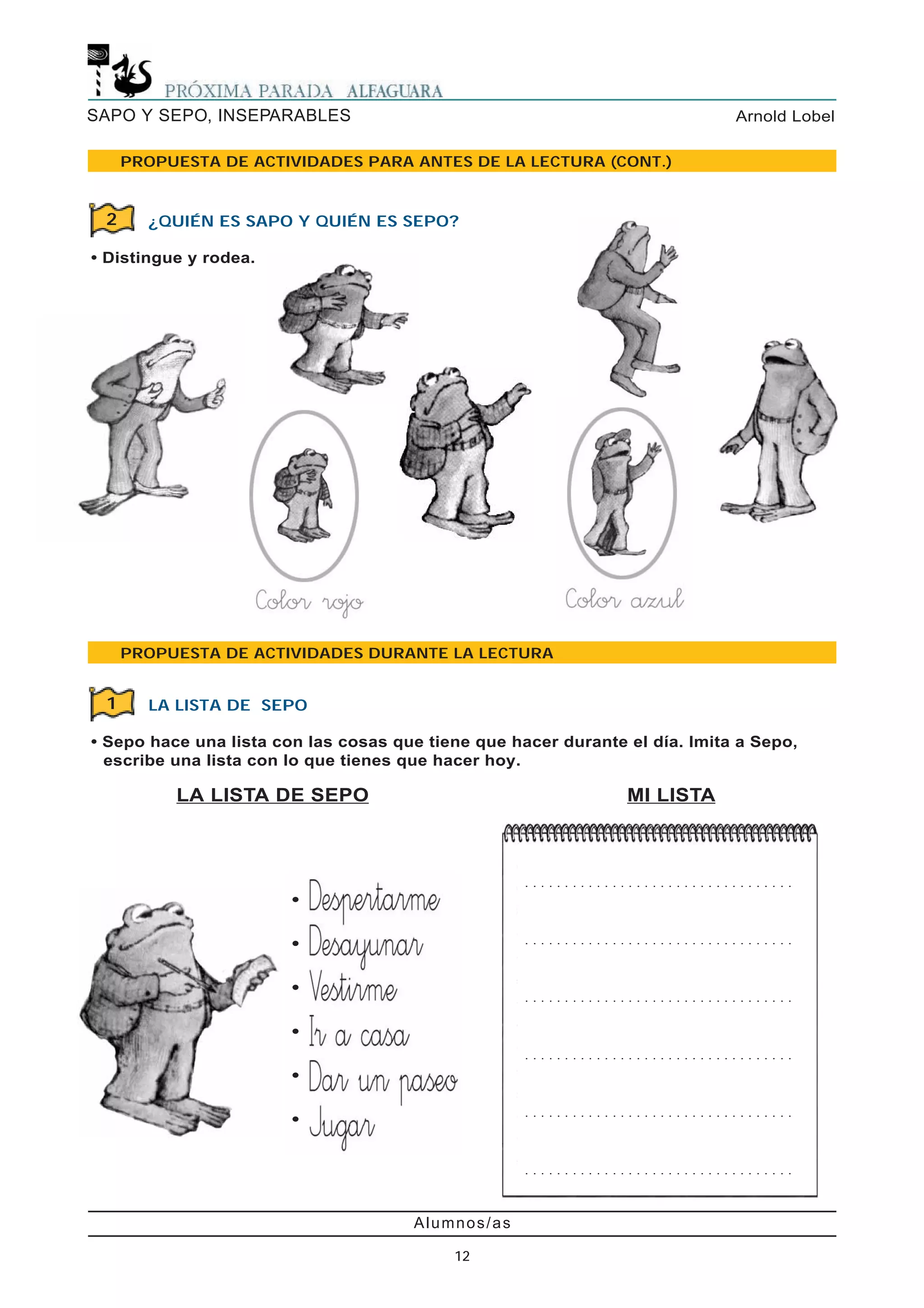 Guia actividades-sapo-sepo-inseparables | PDF