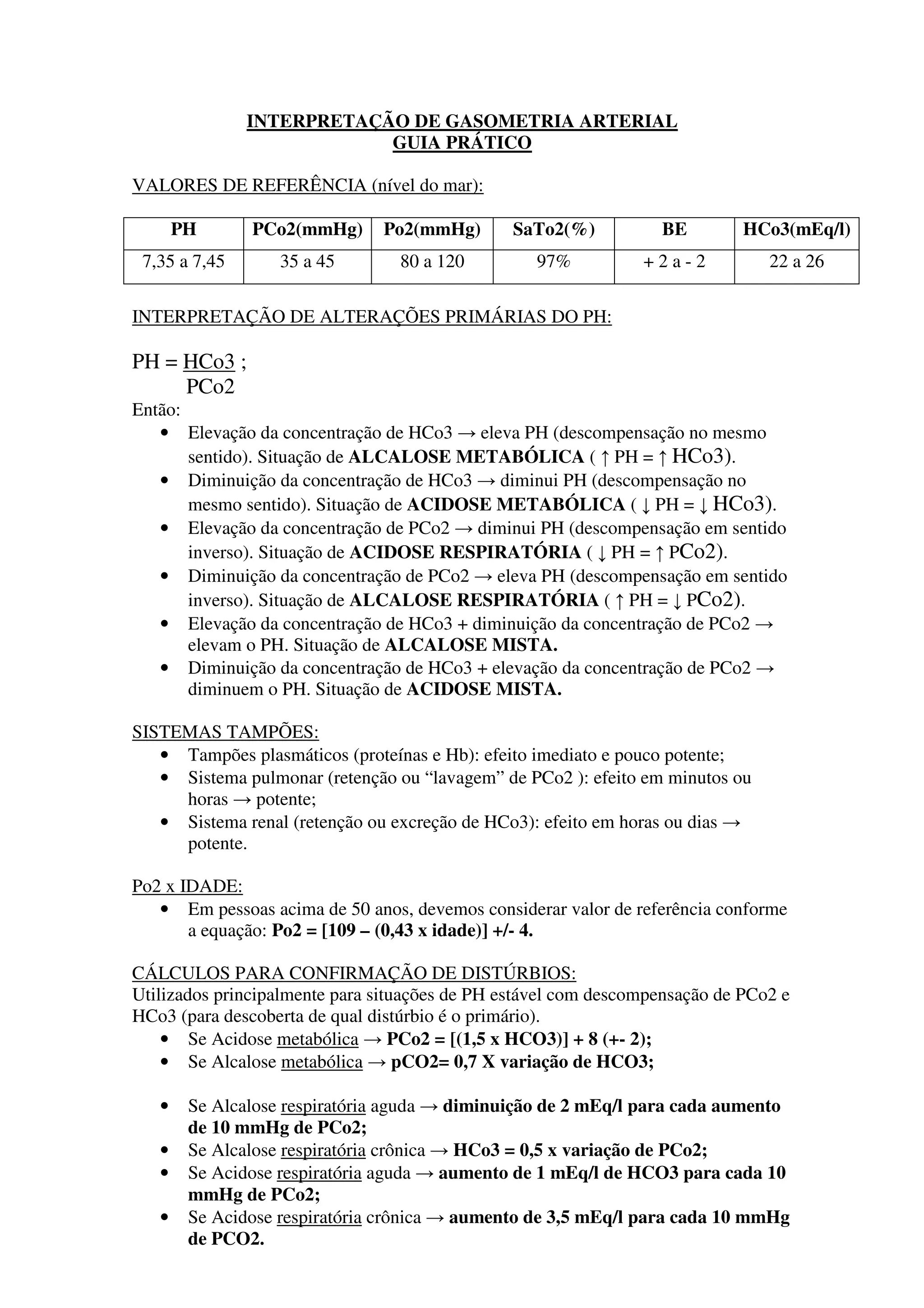 Guia interpretacao gasometria_arterial | PDF
