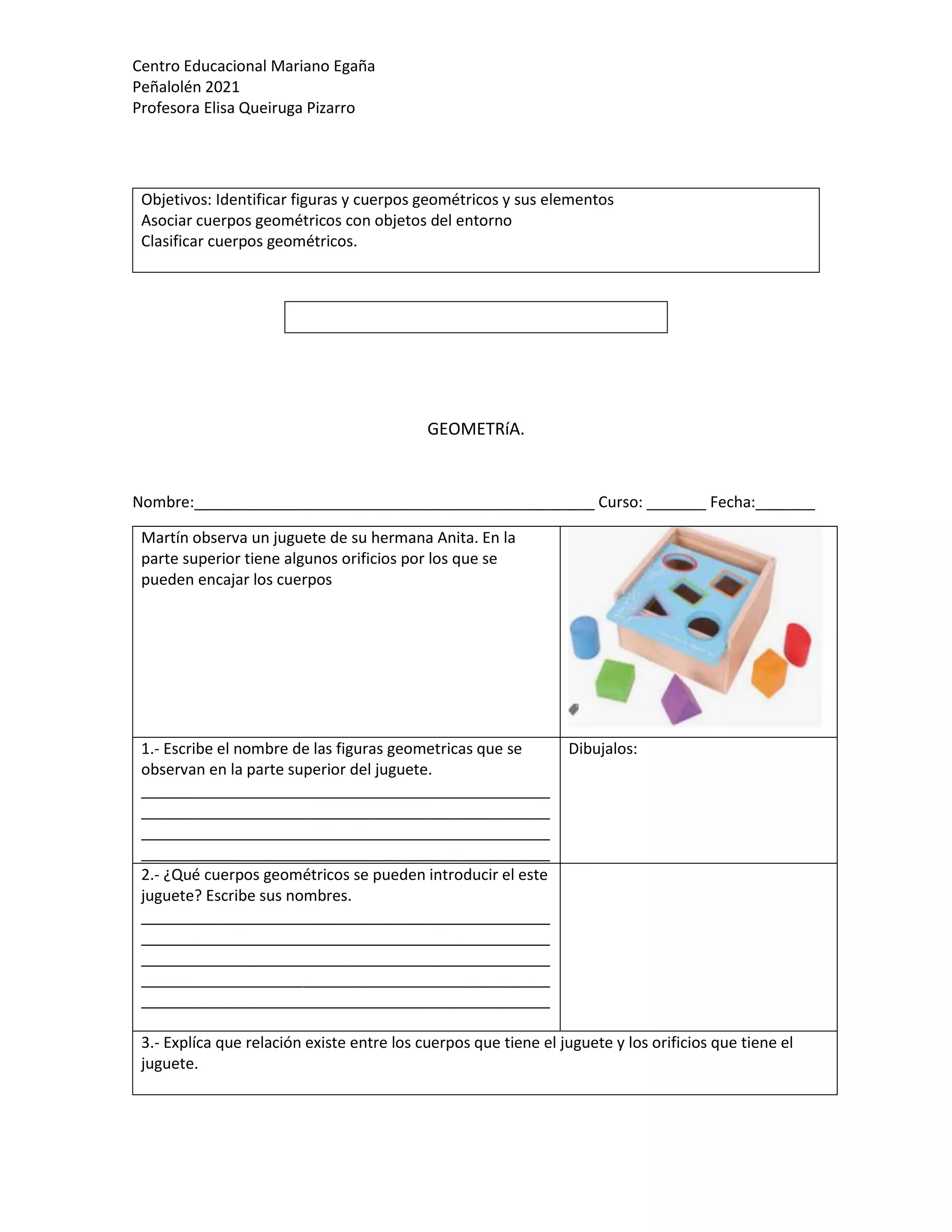 identificar y relacionar cuerpos y figuras geométricas | PDF