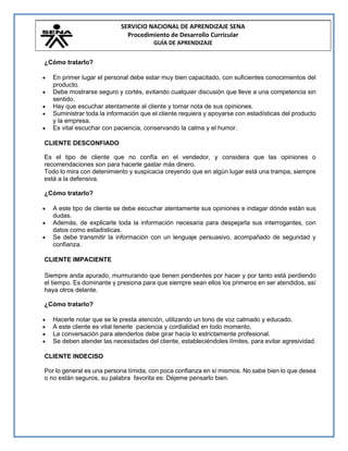 GUIA 1 ATENCIÓN AL CLIENTE ORGANIZACIONAL, TIPOS DE CLIENTESpdf | PDF