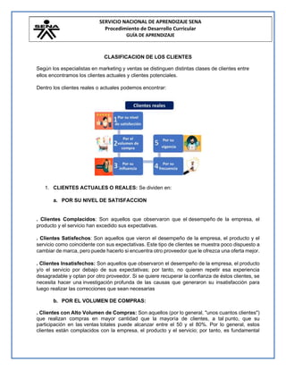GUIA 1 ATENCIÓN AL CLIENTE ORGANIZACIONAL, TIPOS DE CLIENTESpdf | PDF