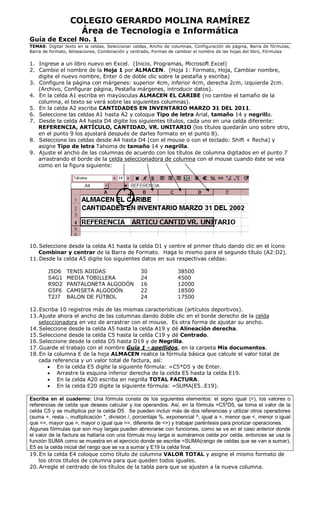Guia 1 De Excel Pdf