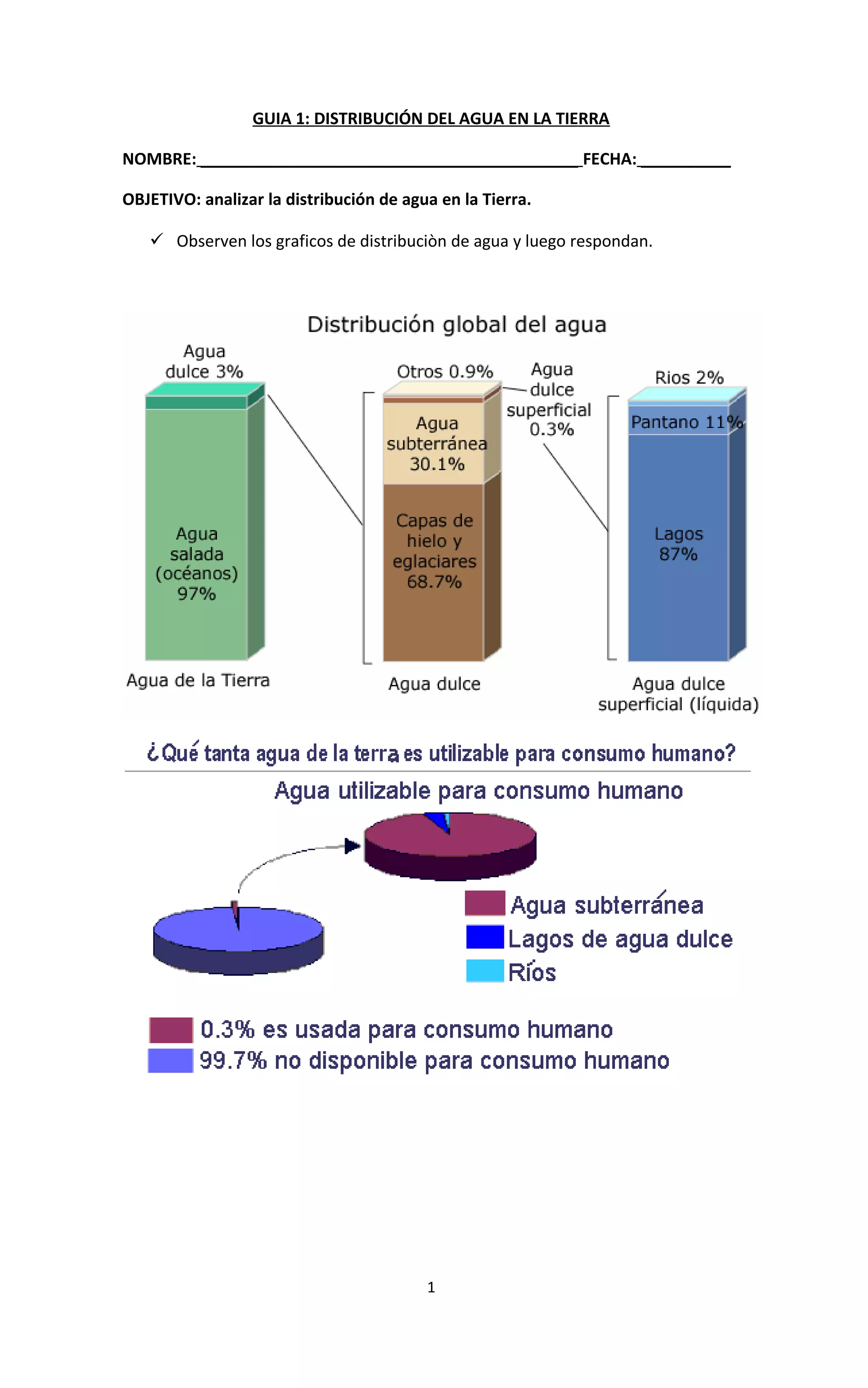 Guia 2 distribucion del agua en la tierra | DOC