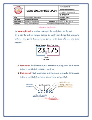 Guia 2 numeros decimales | PDF