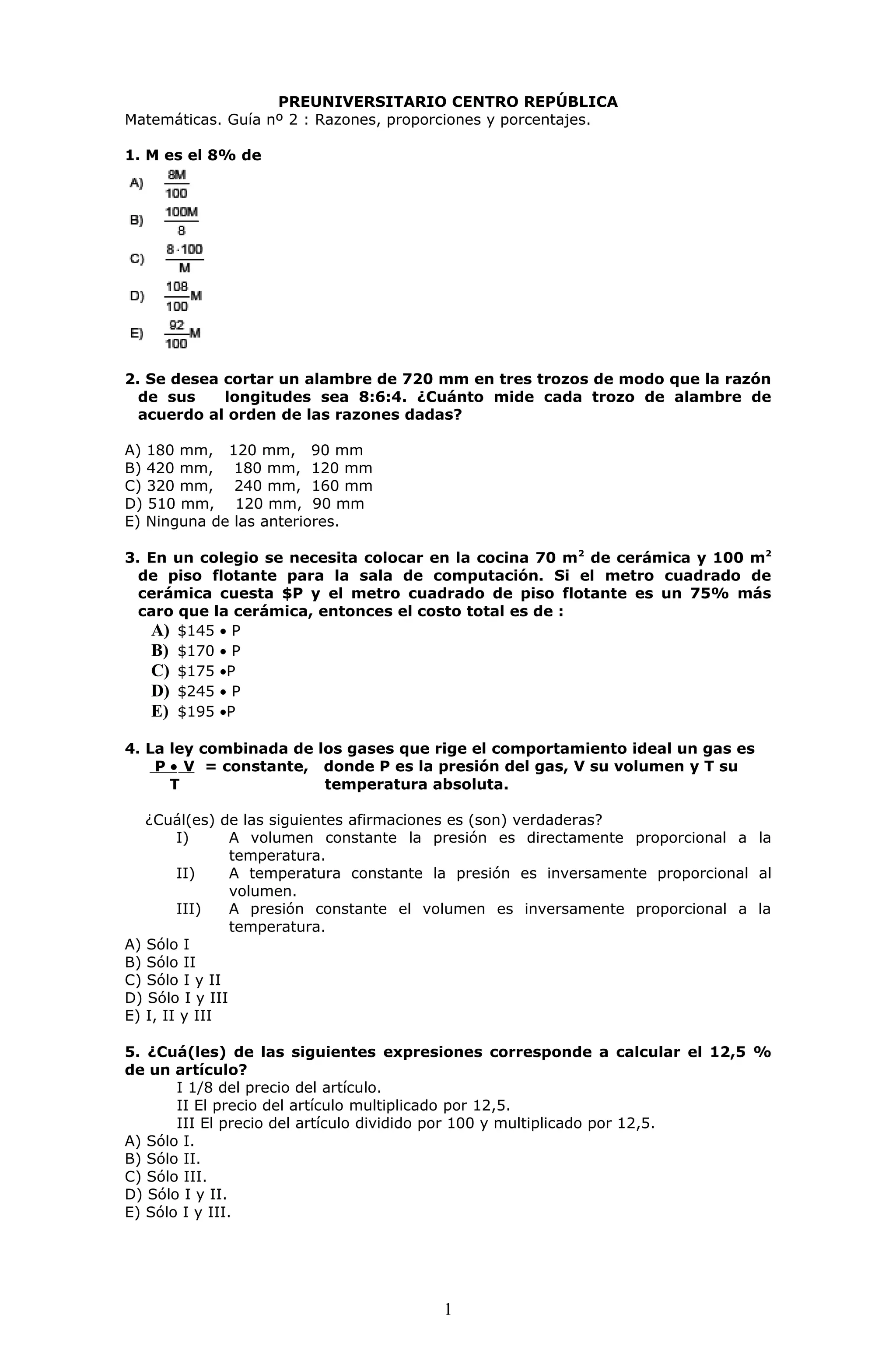 Guia 2 razones proporciones y porcentajes | PDF