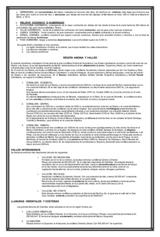 Guia 3 el relieve colombiano ciencias sociales 9° colcastro 2014 | DOCX