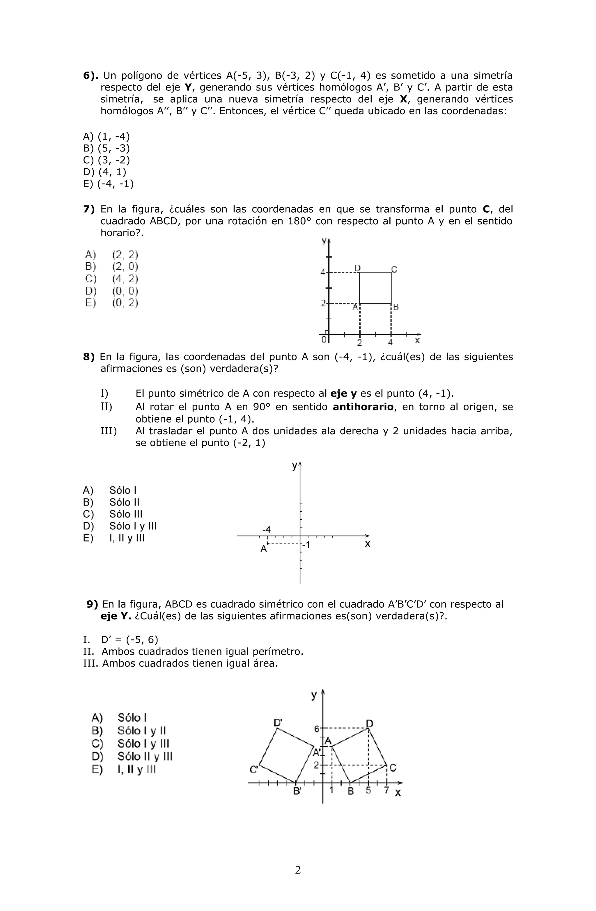 Guia 6 transformaciones isometricas | DOC | Geography | Science