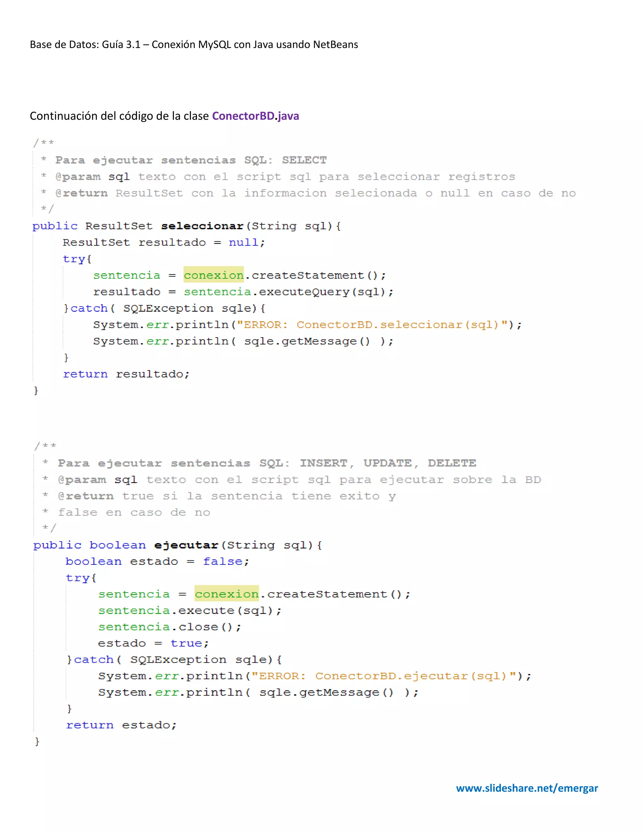 Guia Bd Conexión Mysql Con Java Usando Netbeans Pdf