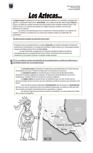 Guia civilizacion azteca | DOCX