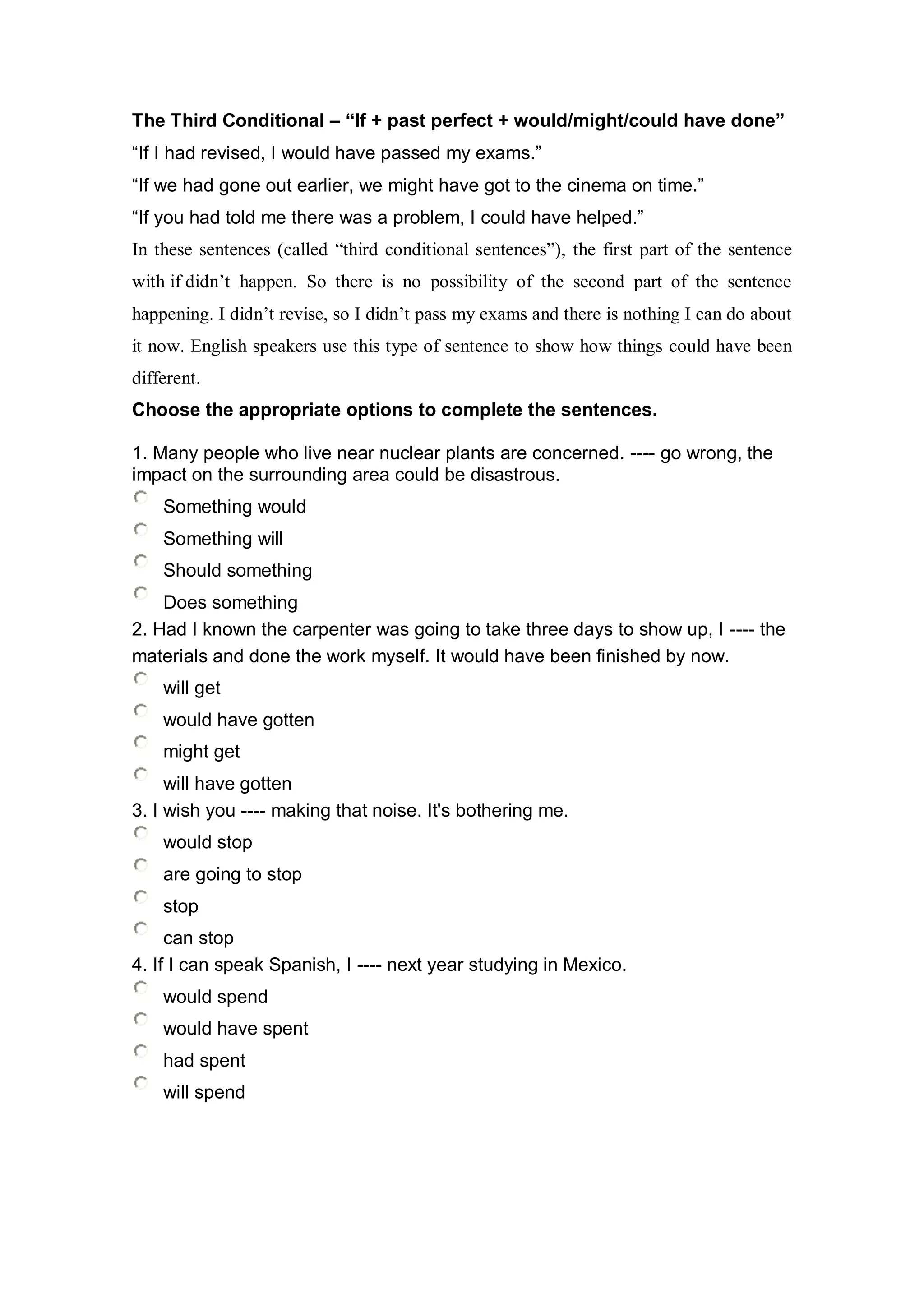 Guia conditional sentences all | PDF