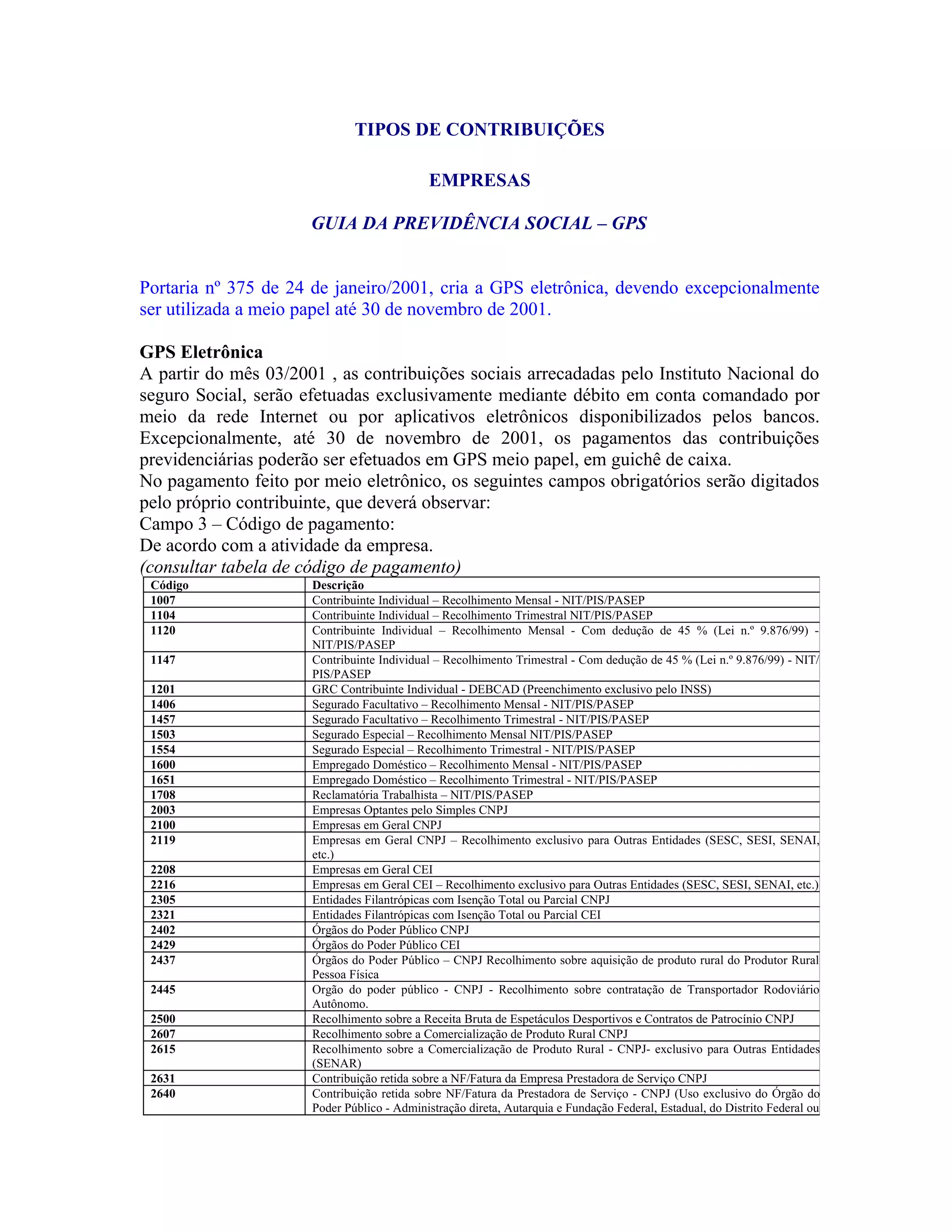 Guia da previdência social gps | PDF