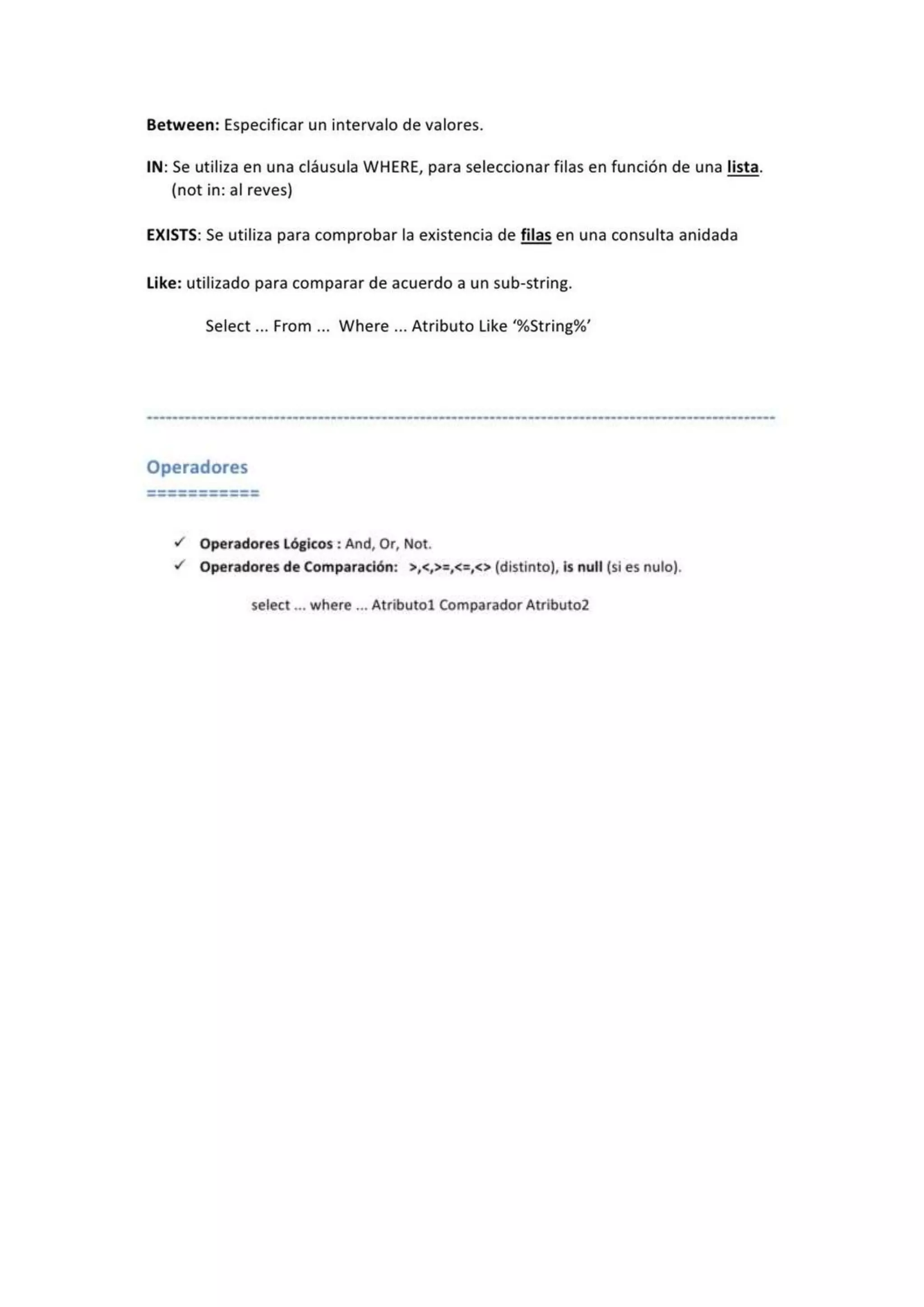 Guia de apoyo sql | DOCX