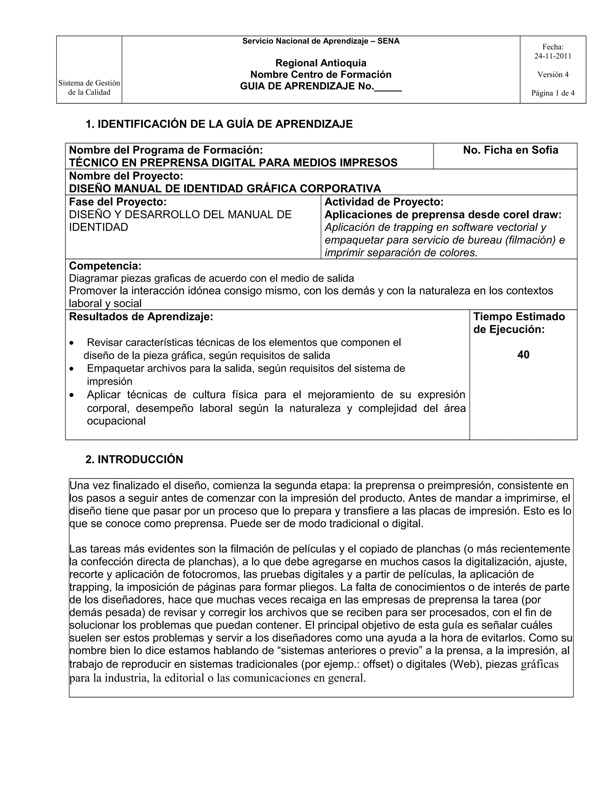 Guia de aprendizaje 14 aplicaciones preprensa corel draw | DOC
