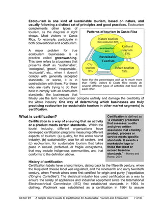 A Simple User's Guide to Certification for Sustainable Tourism and ...