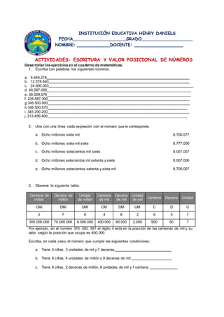 Guia de descomposicon de numeros | DOCX