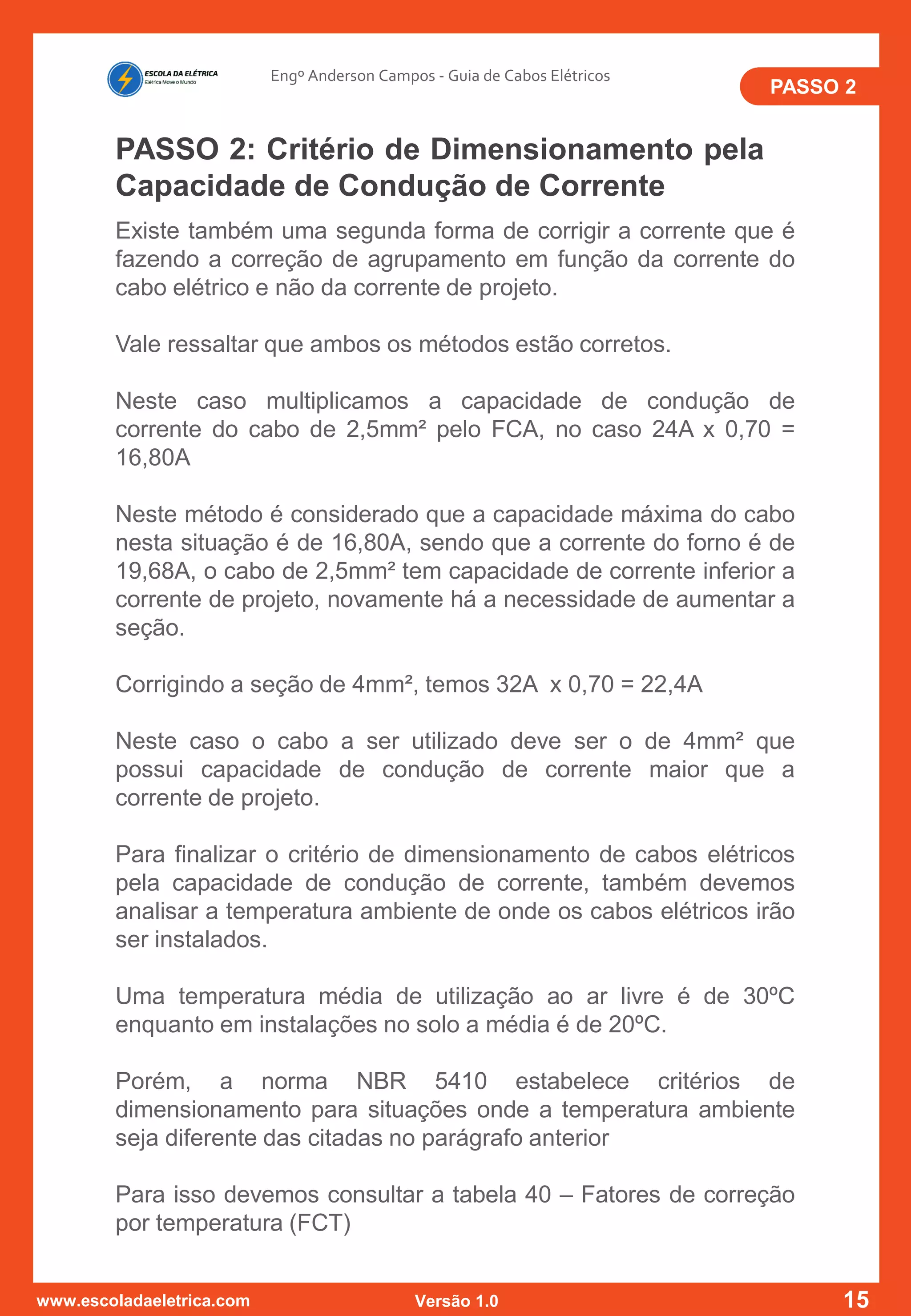 Guia definitivo dimensionamento de cabos elétricos - eng. anderson | PDF