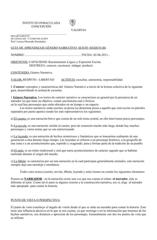 Guia de genero narrativo 6 to | DOC