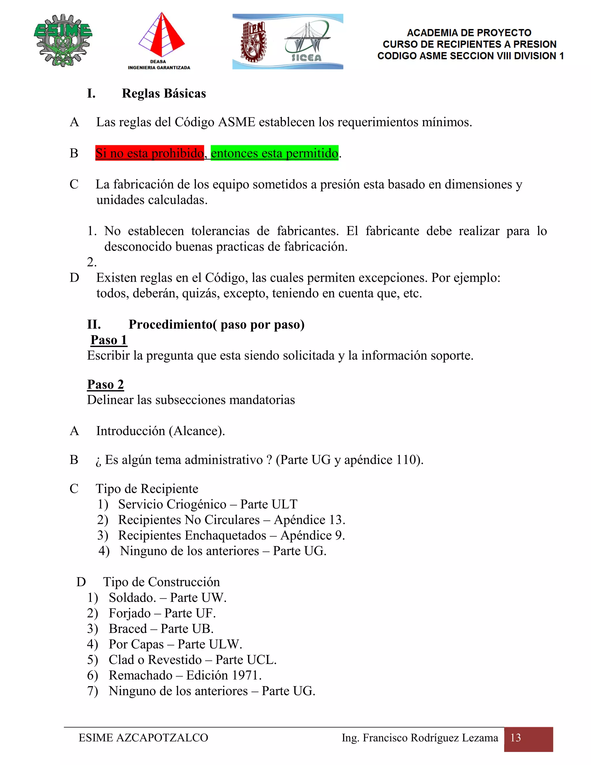 Guia del codigo asme seccion viii division 1 tomo 1 | PDF