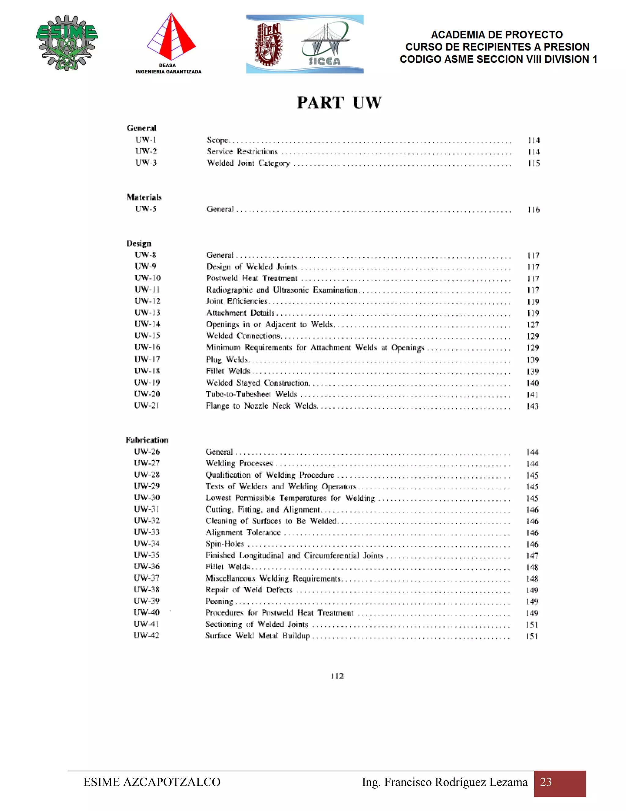 Guia del codigo asme seccion viii division 1 tomo 1 | PDF