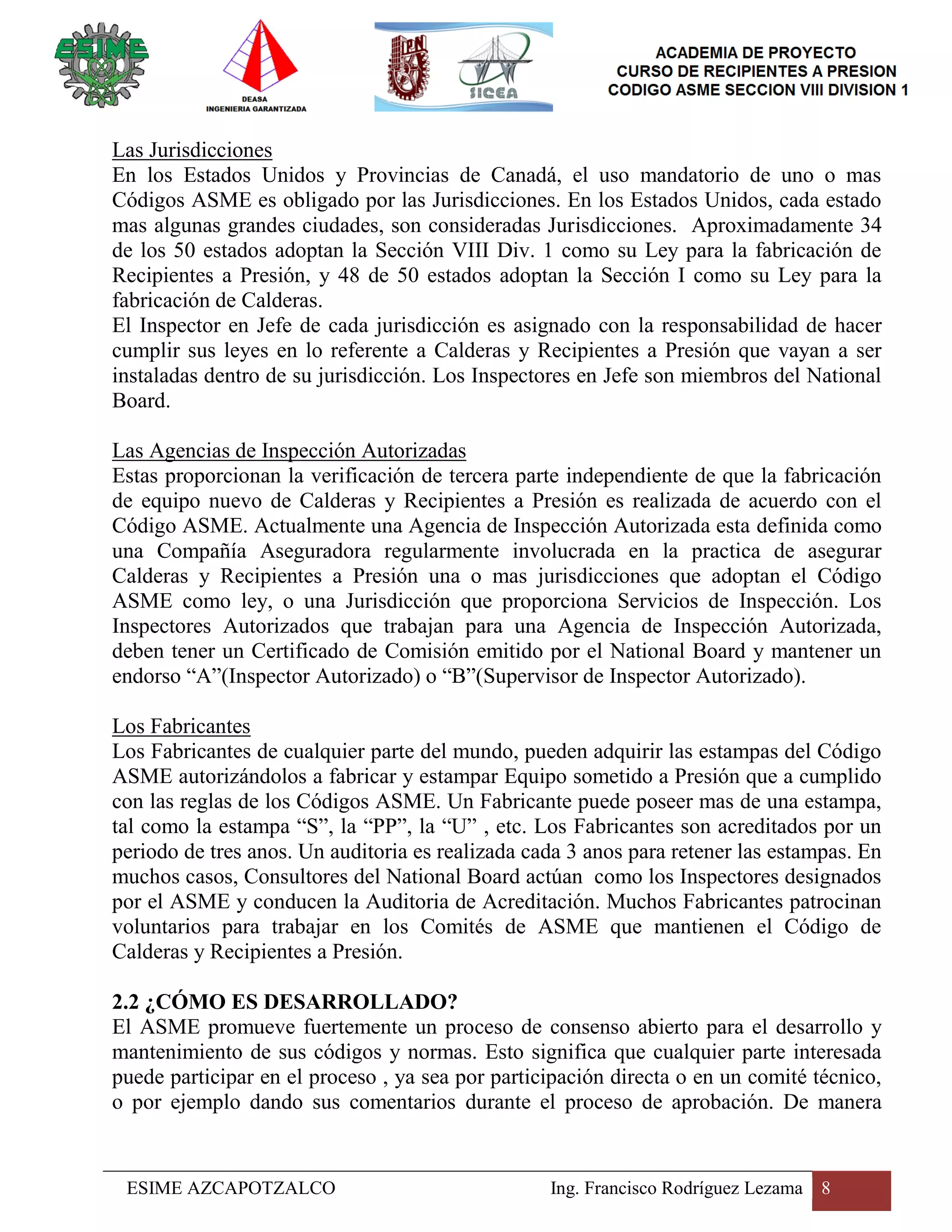 Guia del codigo asme seccion viii division 1 tomo 1 | PDF