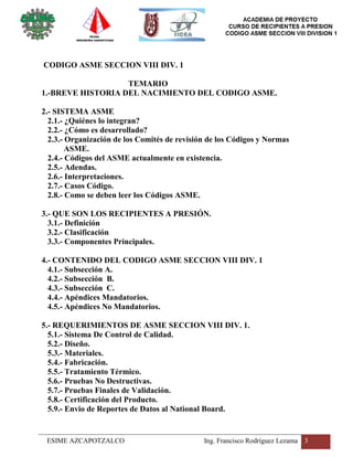 Guia del codigo asme seccion viii division 1 tomo 1 | PDF