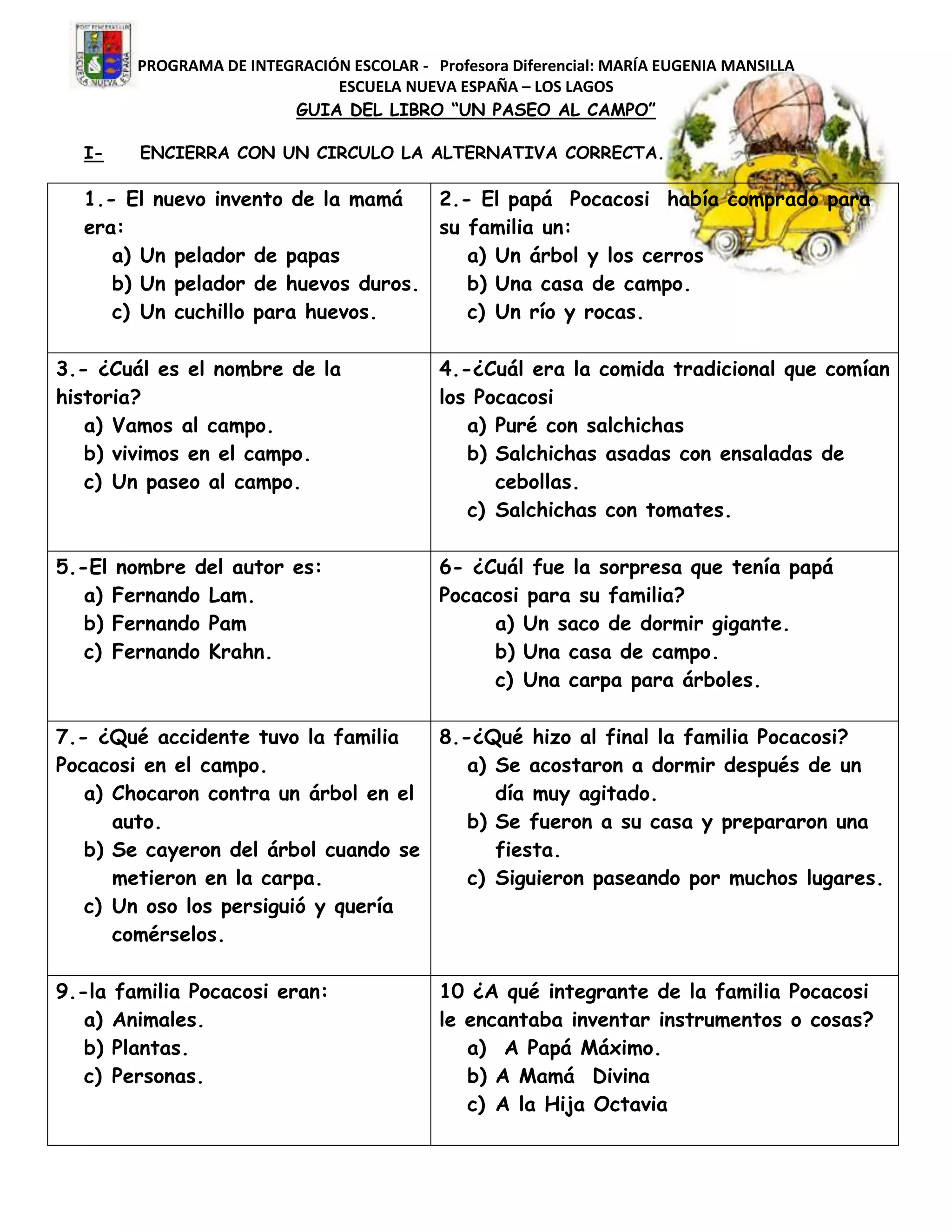 Guia del libro paseo al campo | PDF