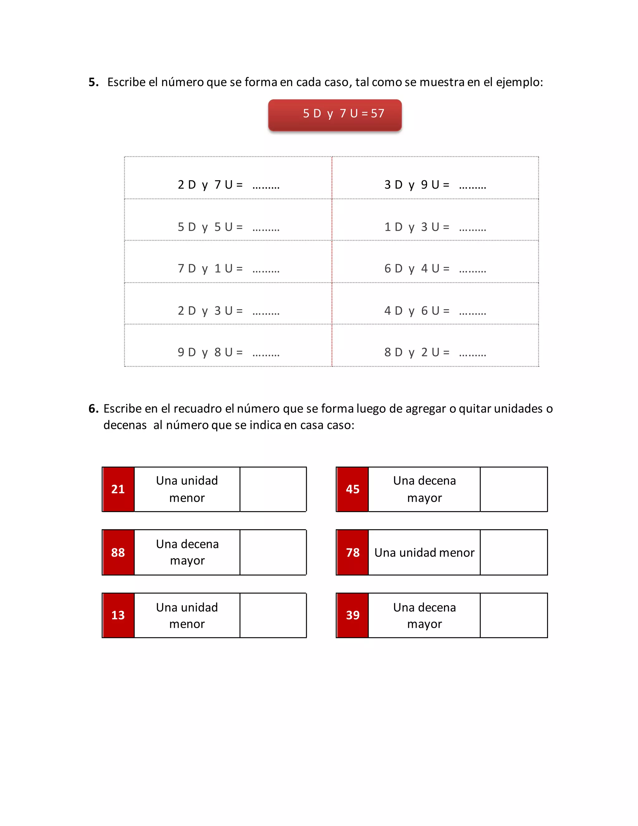 Guia de matematica segundo básico unidades y decenas | DOCX