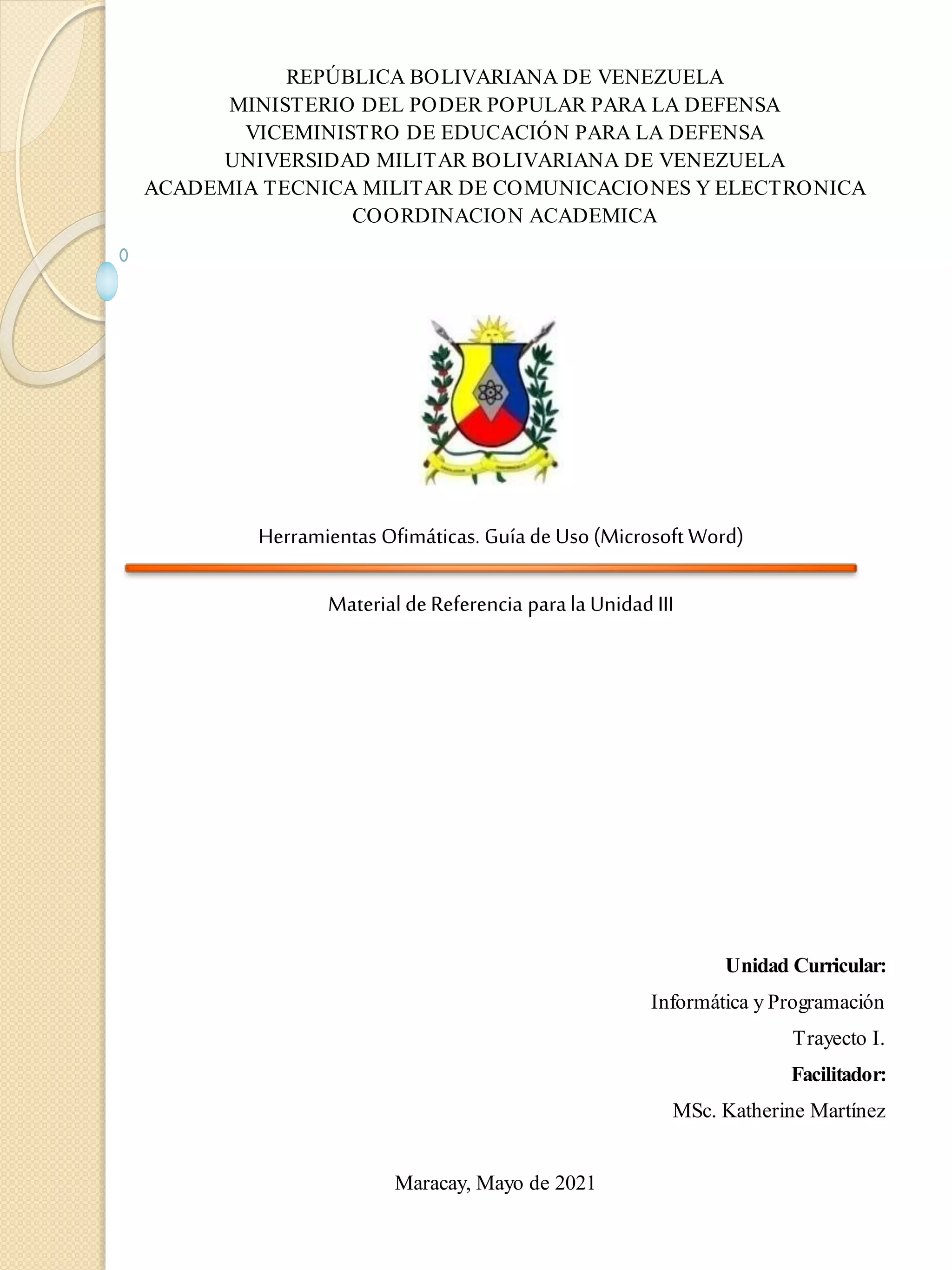 Guía de Herramienta Ofimática Microsoft Word | PDF