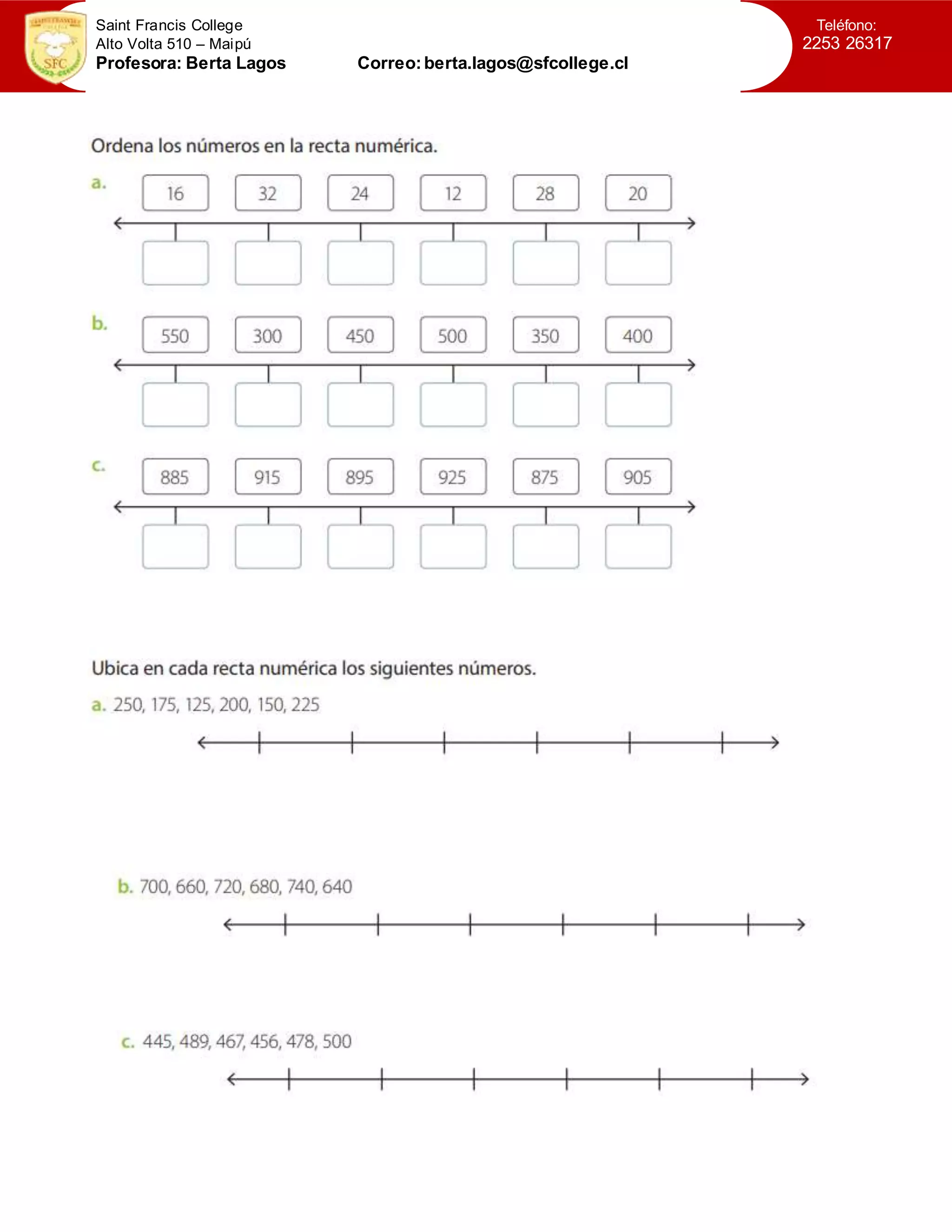 Guia de orden recta numerica | PDF