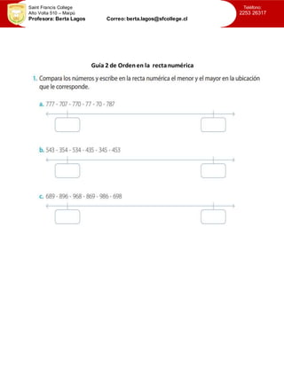 Guia de orden recta numerica | DOCX