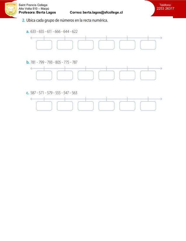 Guia de orden recta numerica | PDF