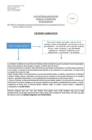 Guia de trabajo lengua y literatura octavo semana 14 al 18 de marzo | DOCX