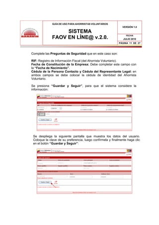 Guia de uso sistema favv | PDF