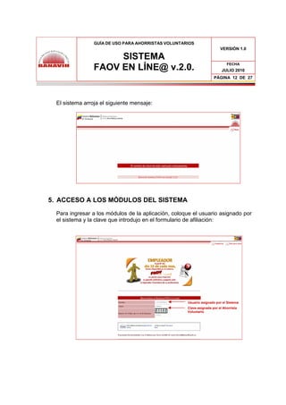Guia de uso sistema favv | PDF