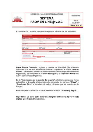 Guia de uso sistema favv | PDF
