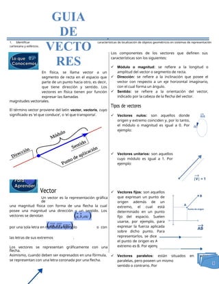Guia de vectores vero matematicos del colegio | DOCX