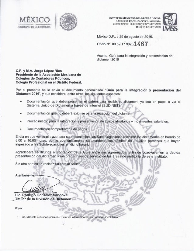 Guía Para La Integración Y Presentación Del Dictamen Imss 2016