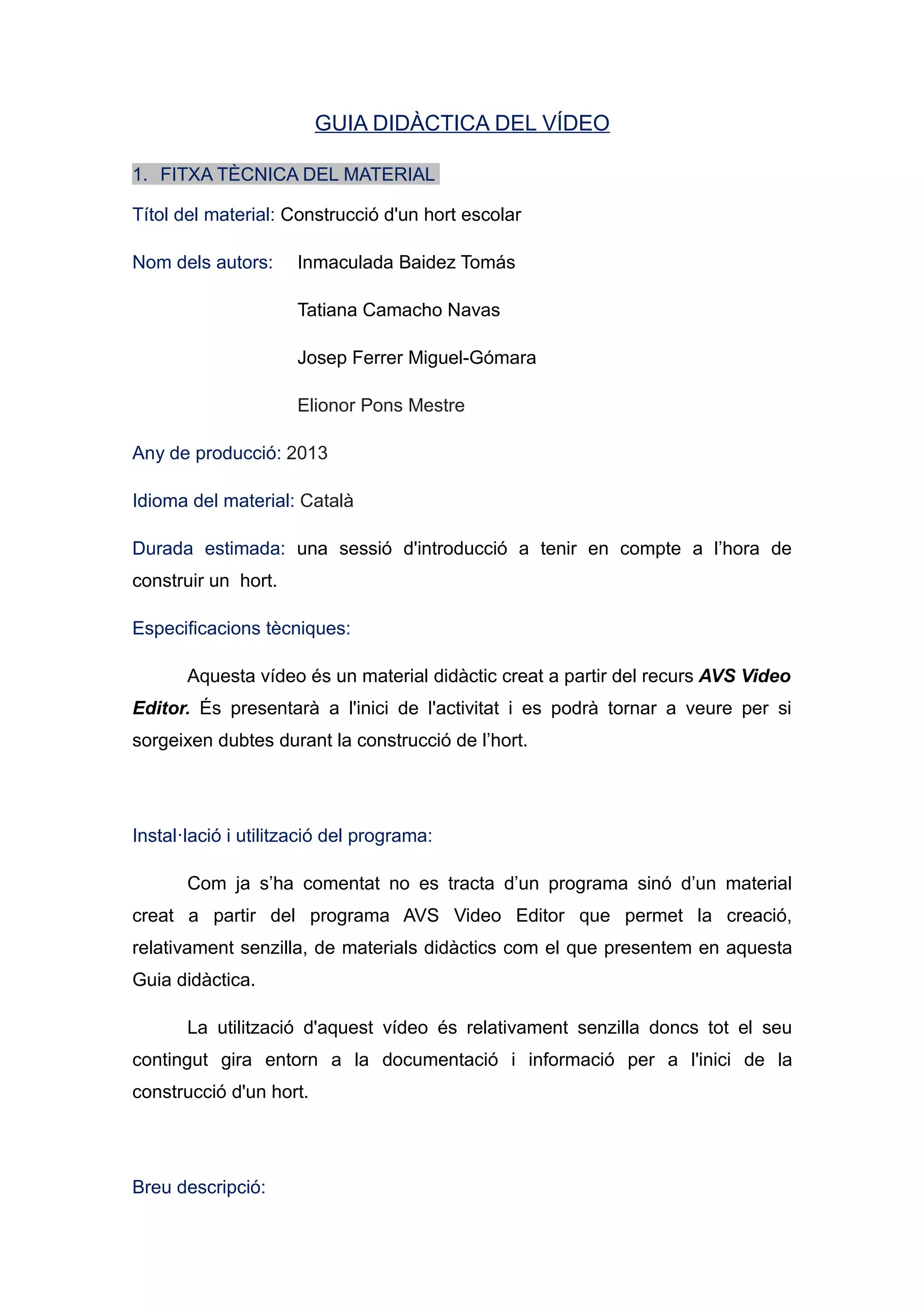 Guia didàctica del vídeo | PDF