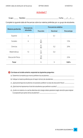 Guia estadistica septimo y octavo | PDF | Educational Assessment ...