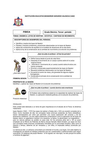 Guia fisica decimo. leyes de newton | DOC