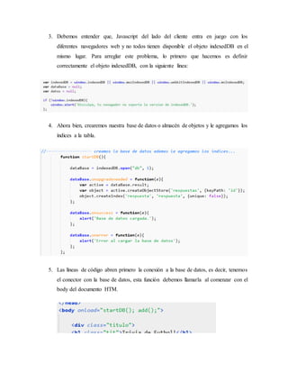 Guia indexeddb | DOCX | Databases | Computer Software and Applications