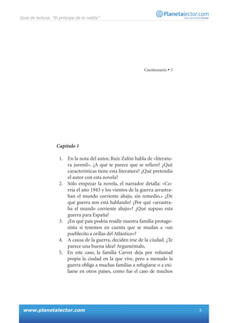 Guia lectura oficial el principe de la niebla | PDF