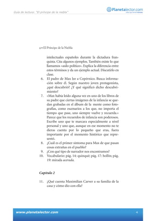 Guia lectura oficial el principe de la niebla | PDF