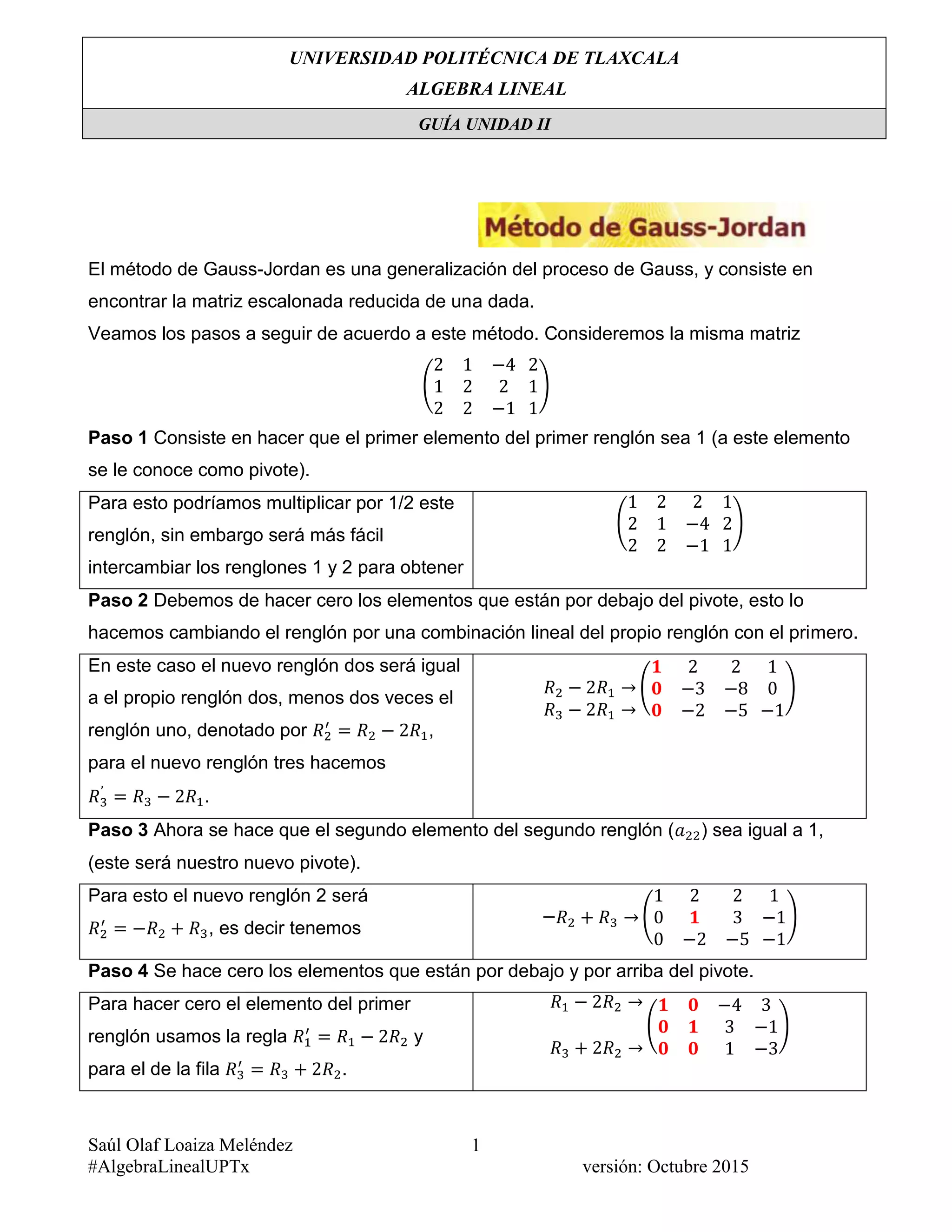 Guia Matriz Escalonada Reducina | PDF