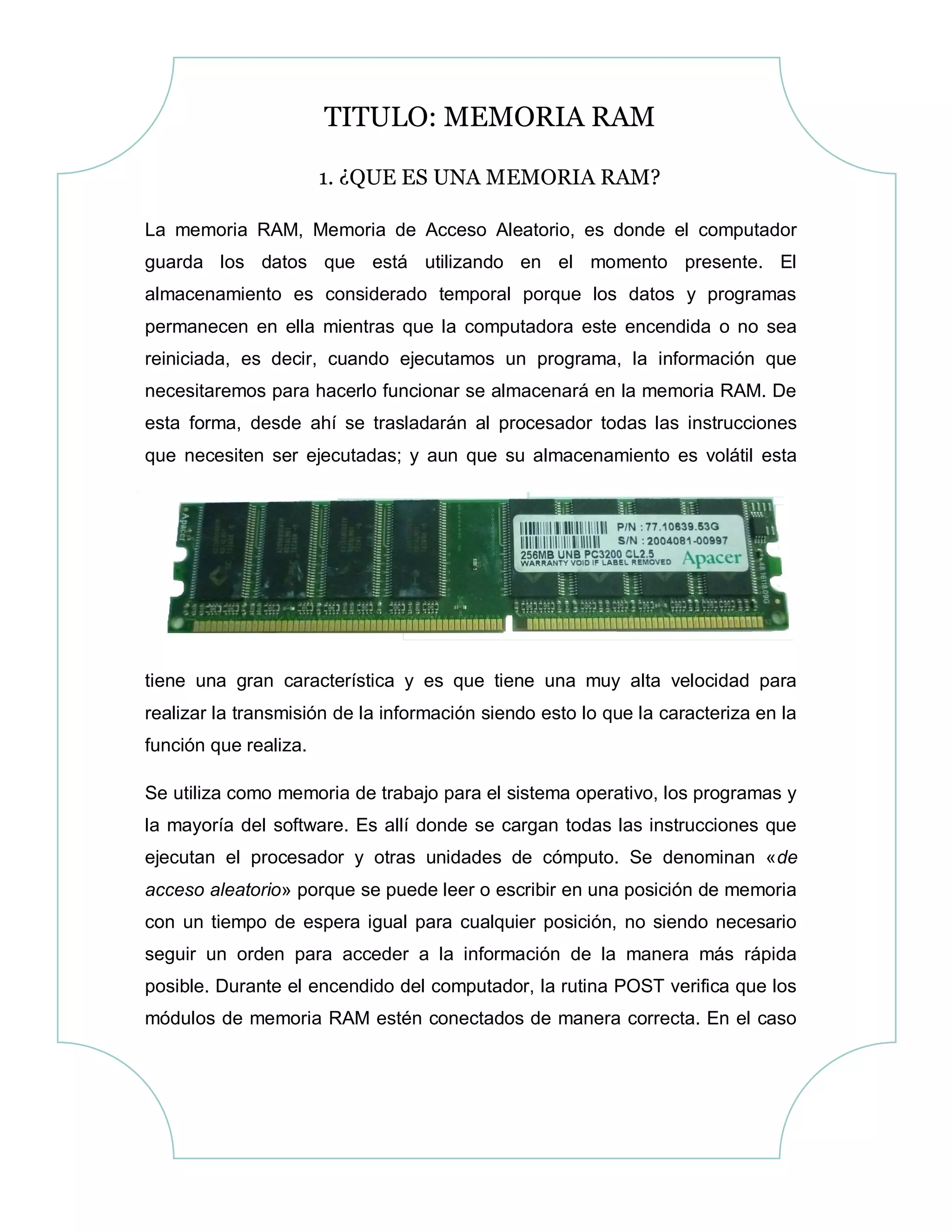 Guia memoria ram | PDF | Data Storage and Warehousing | Computing