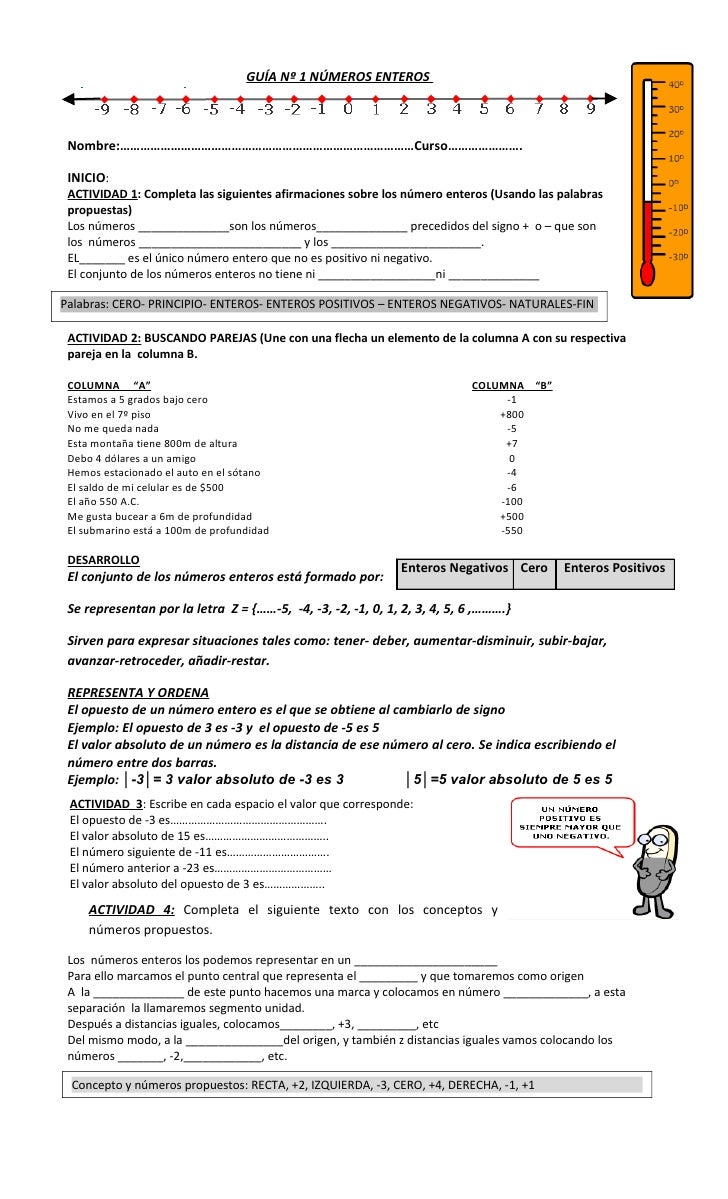 Guia nº 1 numeros enteros
