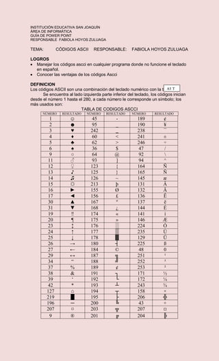 GUÍA Nº 9 CÓDIGO ASCII | PDF