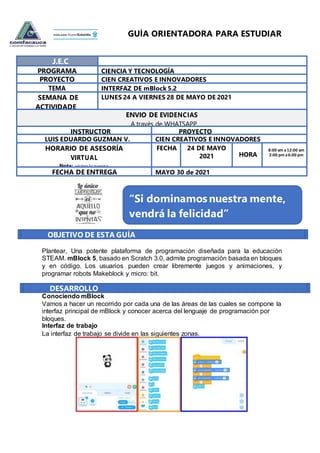 Guia no 11 interfaz de m block 5.2 | DOCX