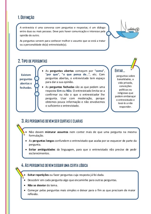 Guiao: Como fazer uma entrevista