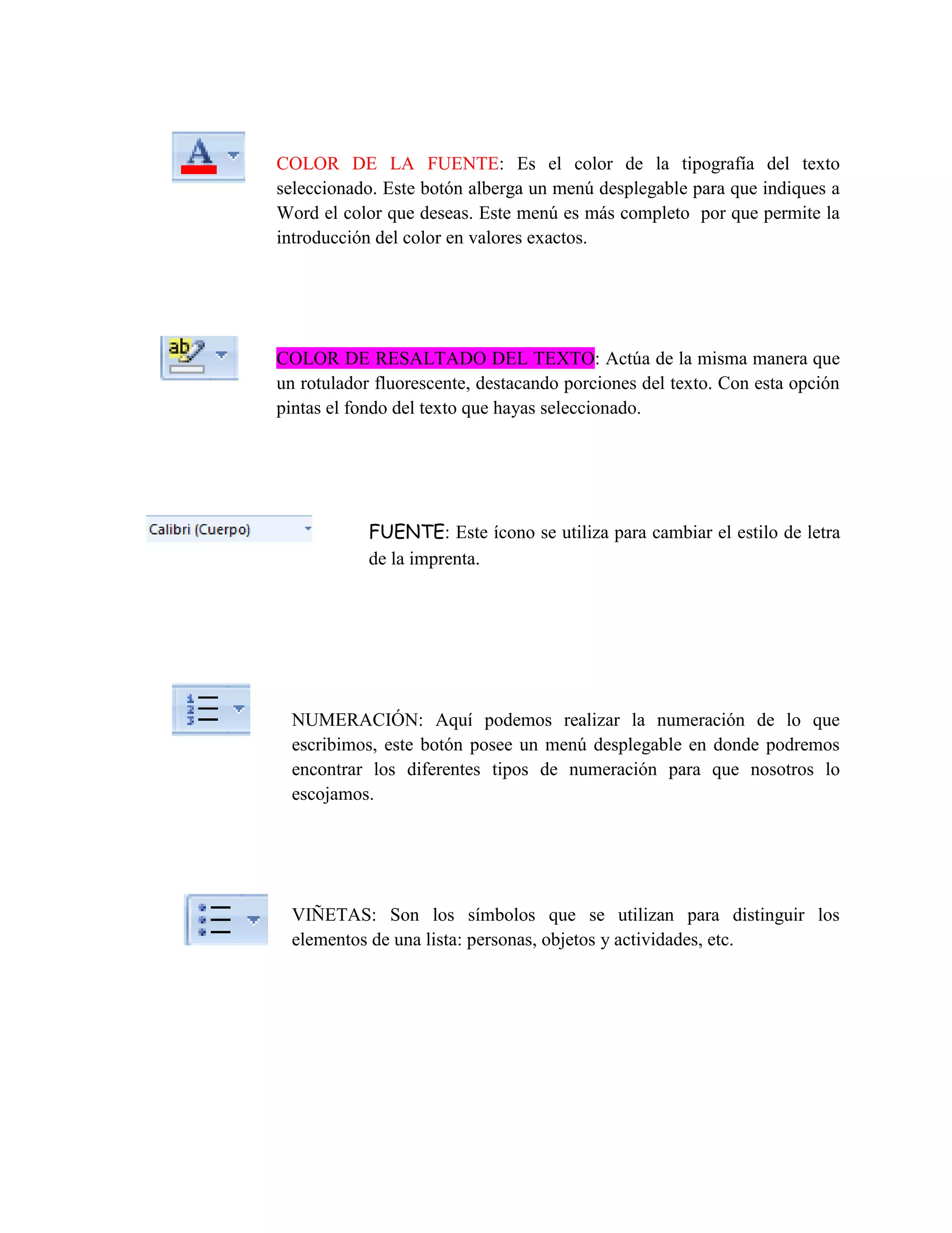 Guia para identificar los botones de microsoft word. | DOCX